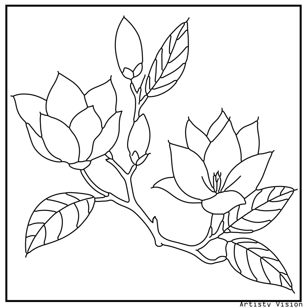 magnolia flower coloring sheet